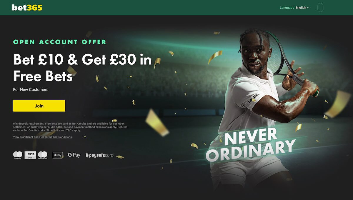 Bet365 Tennis Offer 2026 | Bet £10 Get £30 Free Bets + Live Streaming